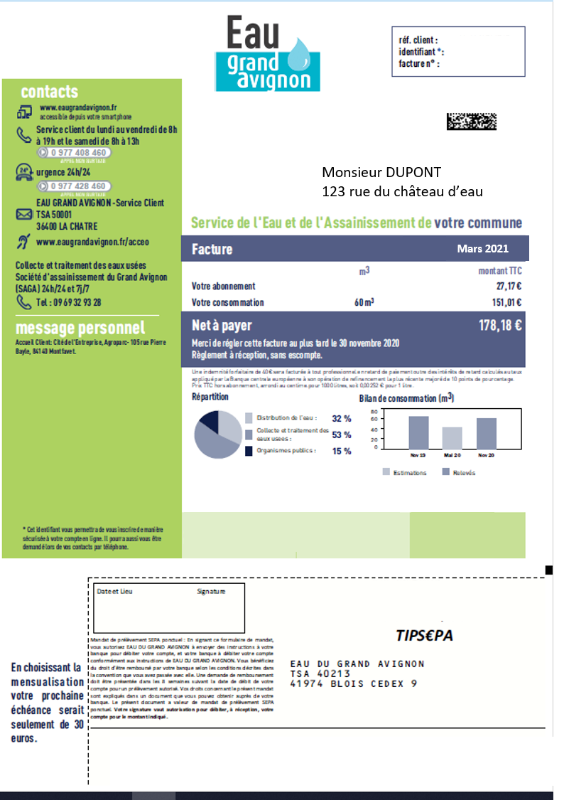 Service de l’eau : comprendre votre première facture Eau Grand Avignon | Grand Avignon